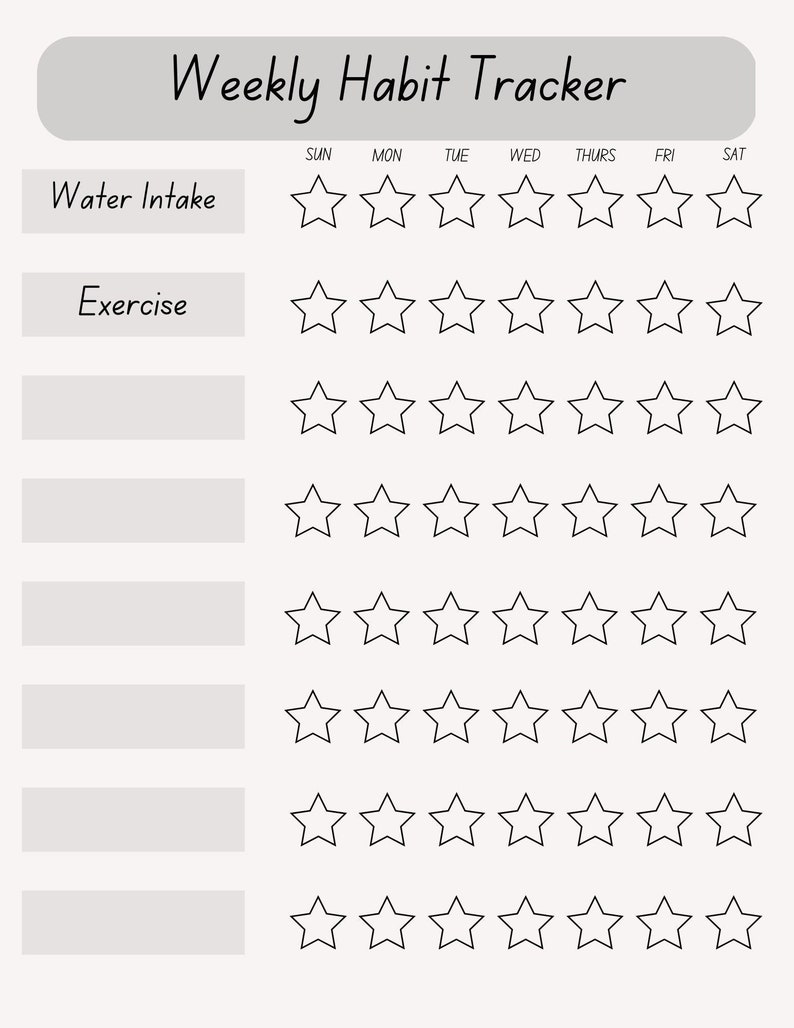Weekly Habit Tracker Digital Printable Download for Planning and ...