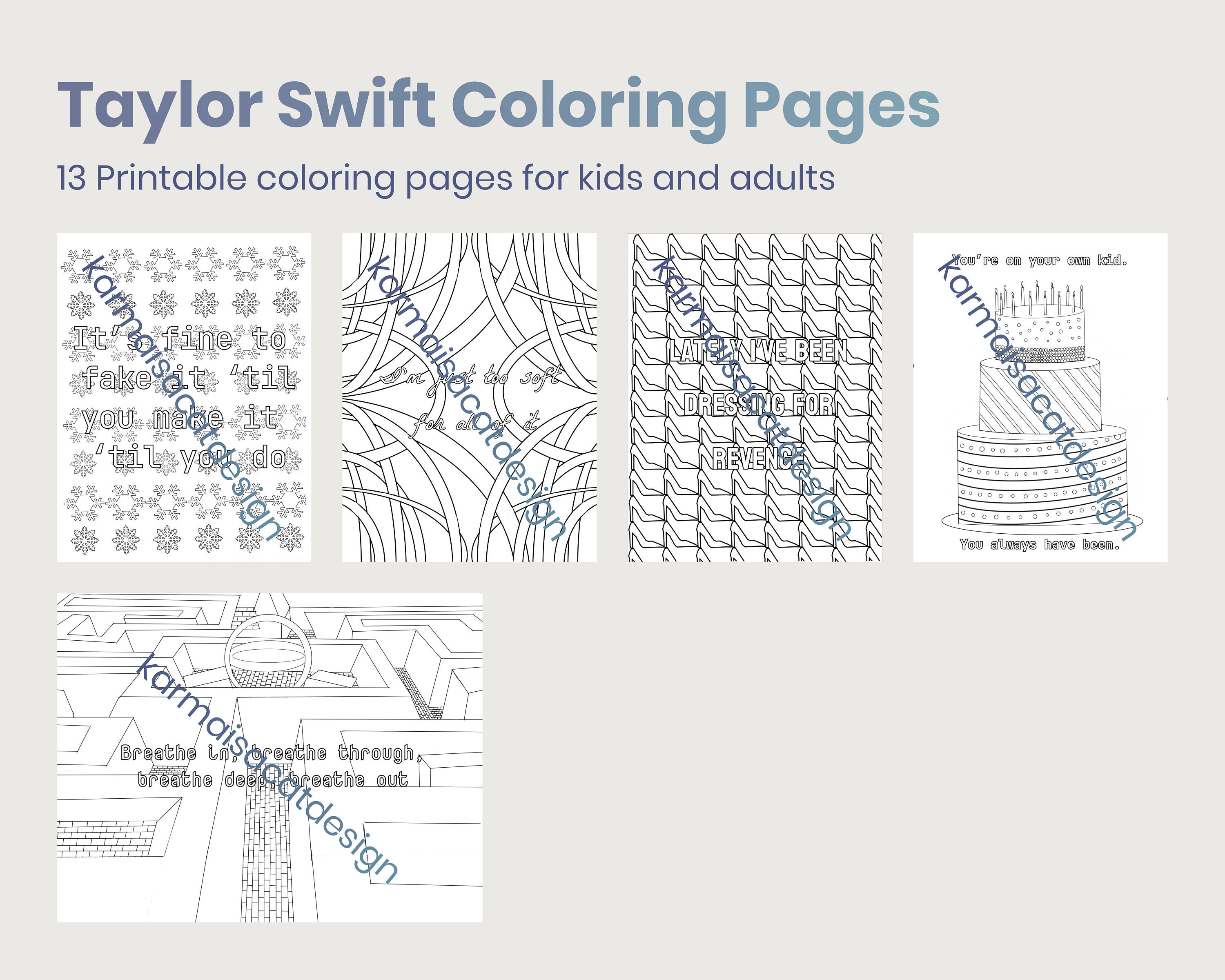 Taylor Swift Midnights Coloring Pages - Etsy