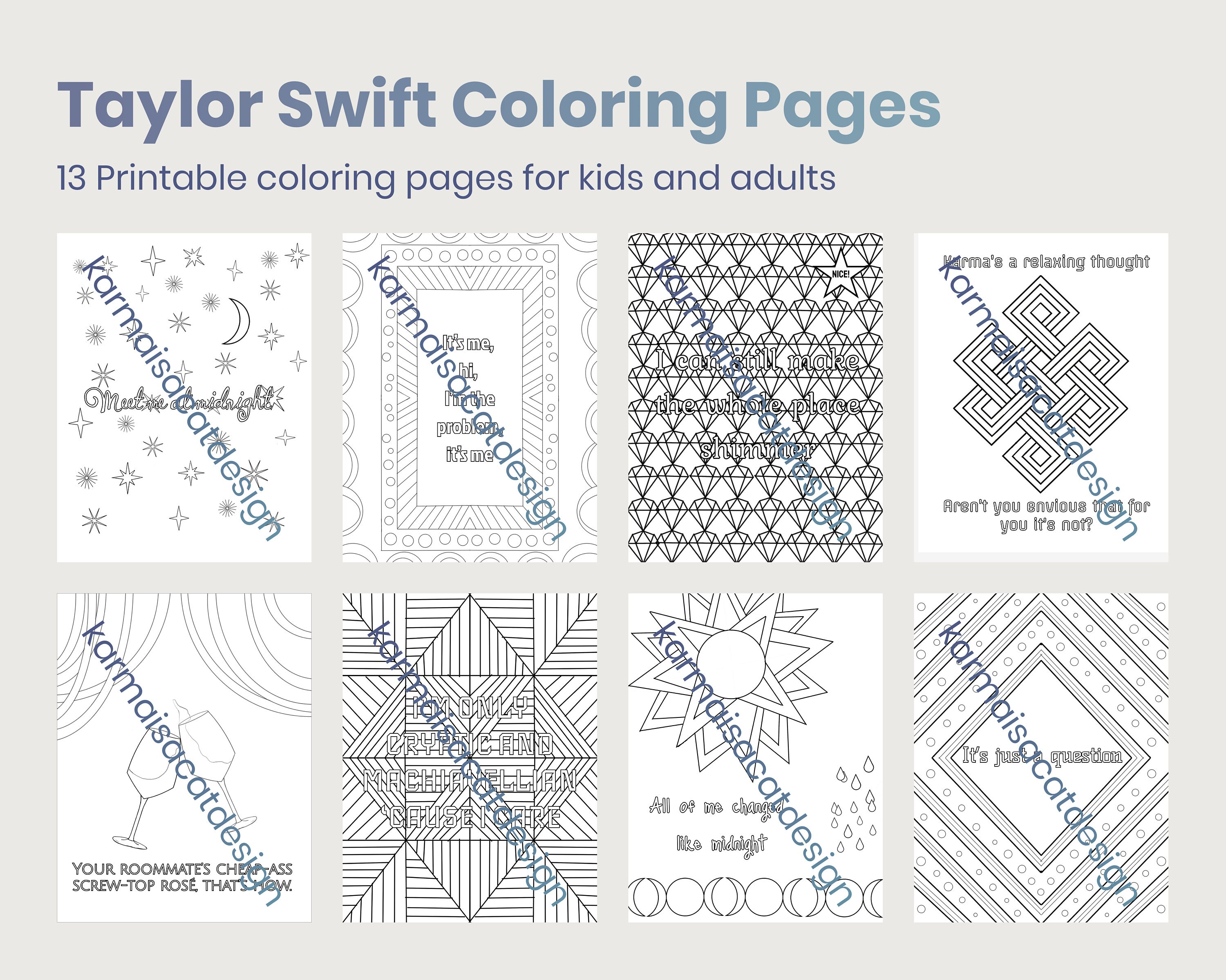 Taylor Swift Midnights Coloring Pages - Etsy