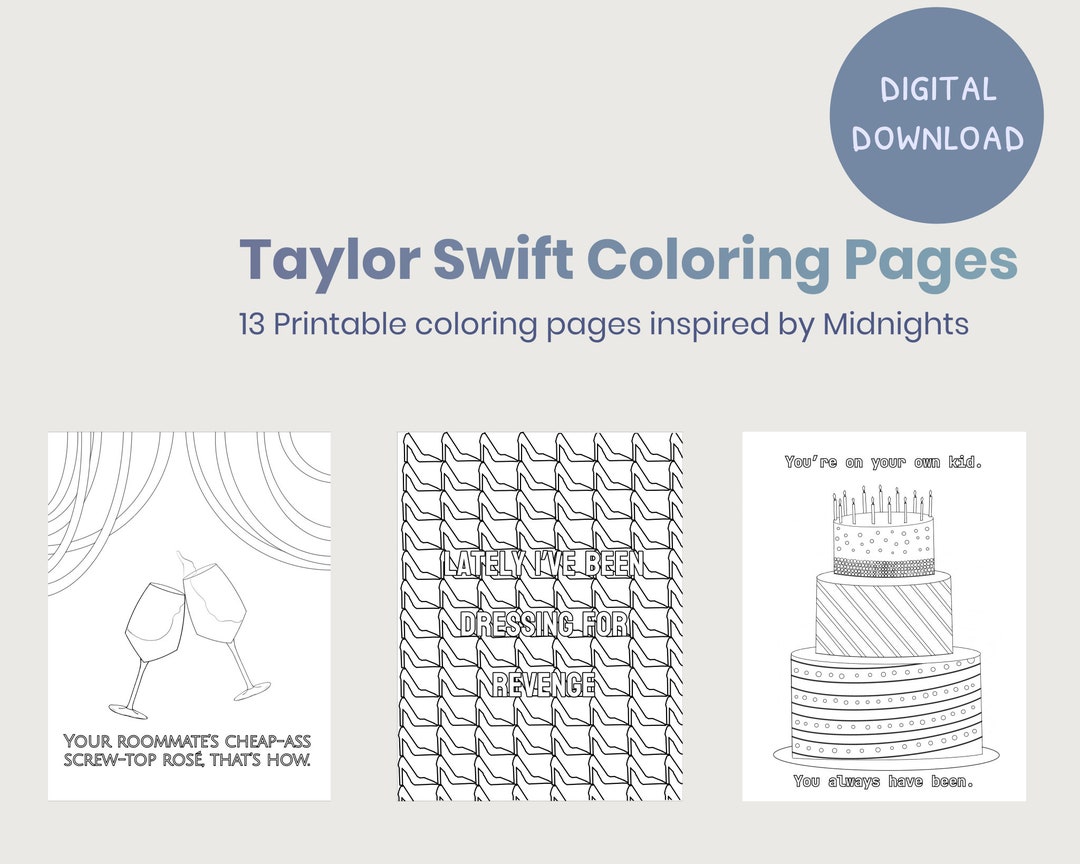 Buy Taylor Swift Midnights Coloring Pages Online in India - Etsy