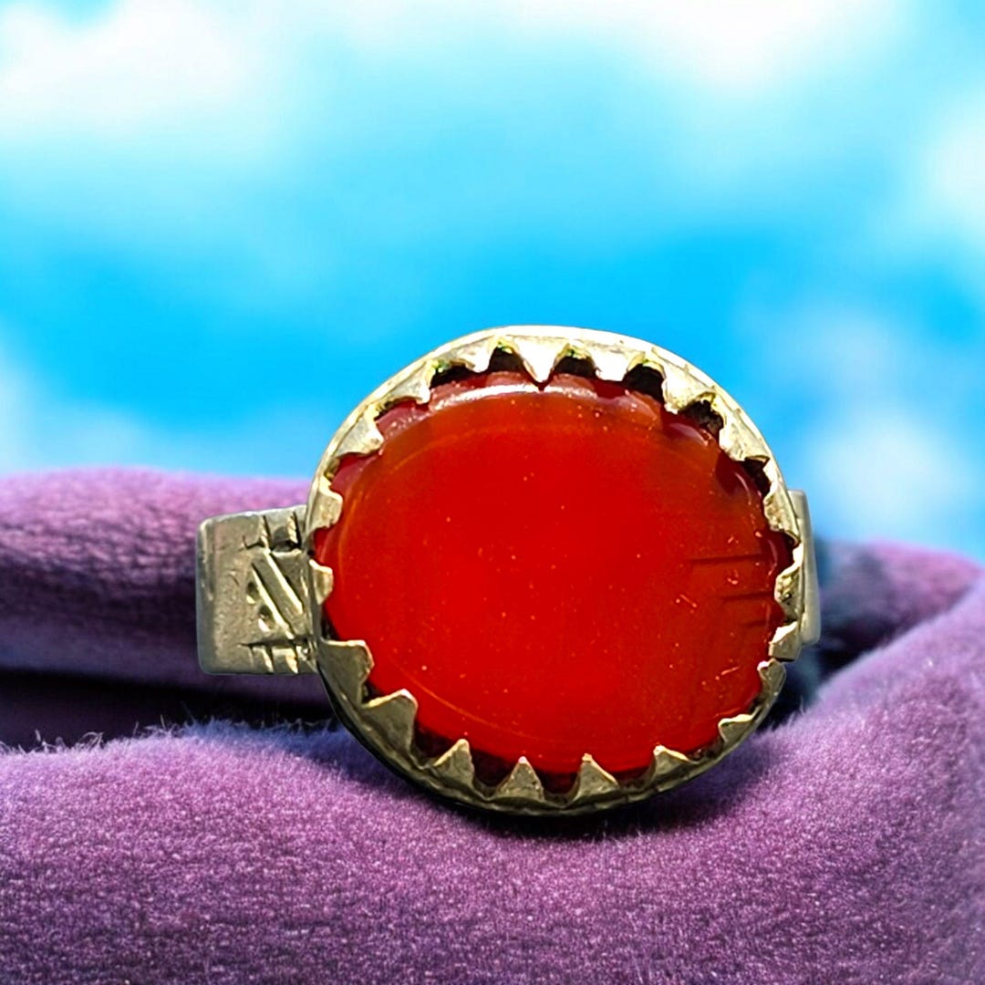 Wiccan Estate Vintage Blood Red Ring | Size 7.5 Silver Plated Brass ...