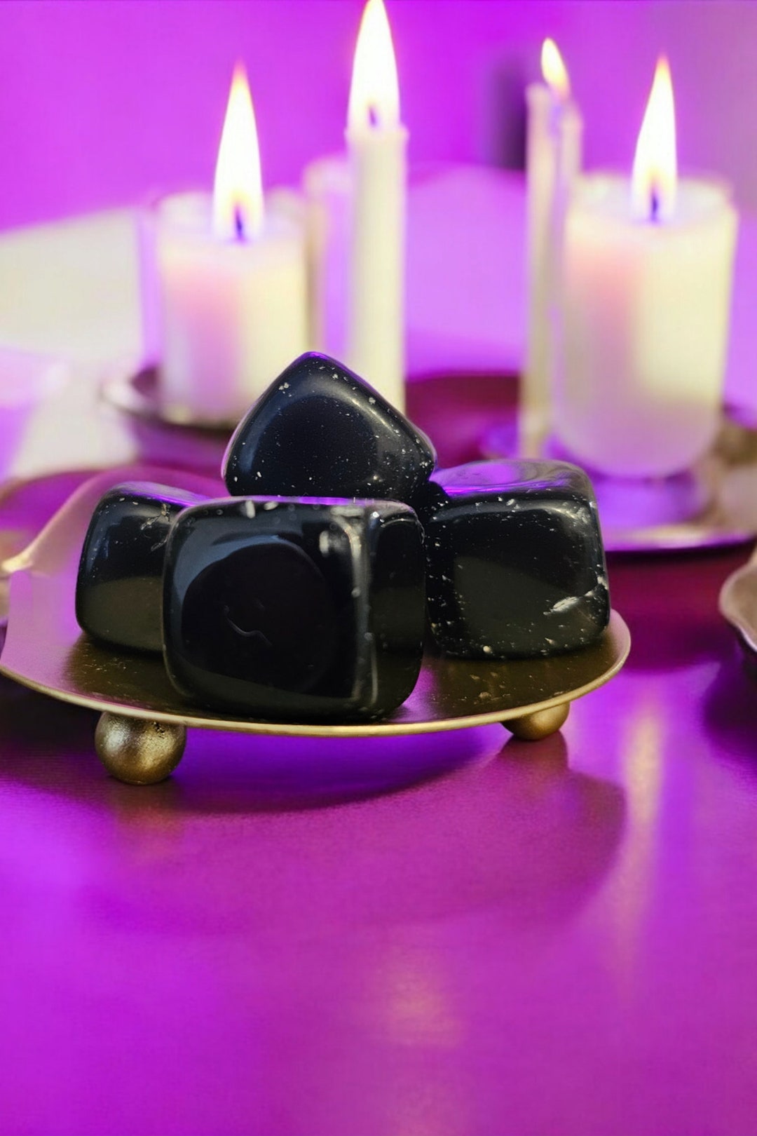 Smooth Cubed Black Obsidian 1 Inch Black Obsidian Cubes Tumbled 4 ...