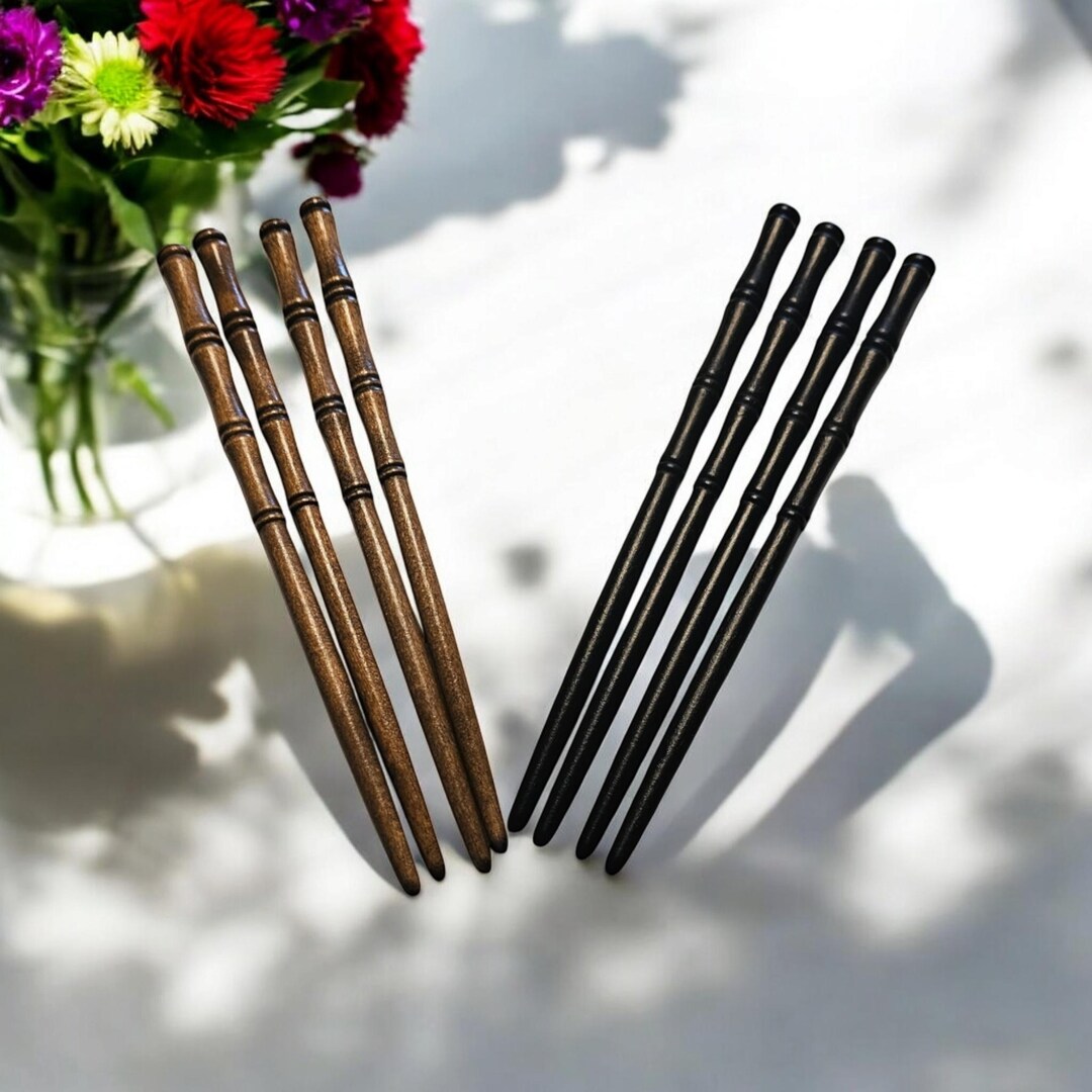 Set of 2 Handcrafted Wooden Hair Bun Stick Smooth and Easy Updo ...