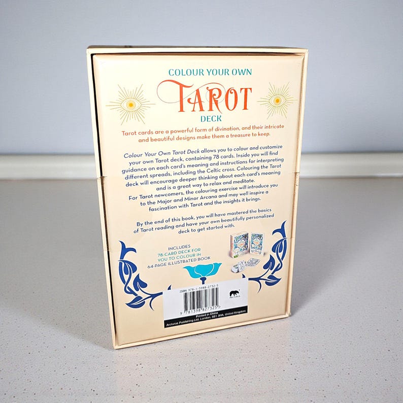 Color Your Own Tarot Deck Box Set With Guidebook| Rider Waite Inspired ...