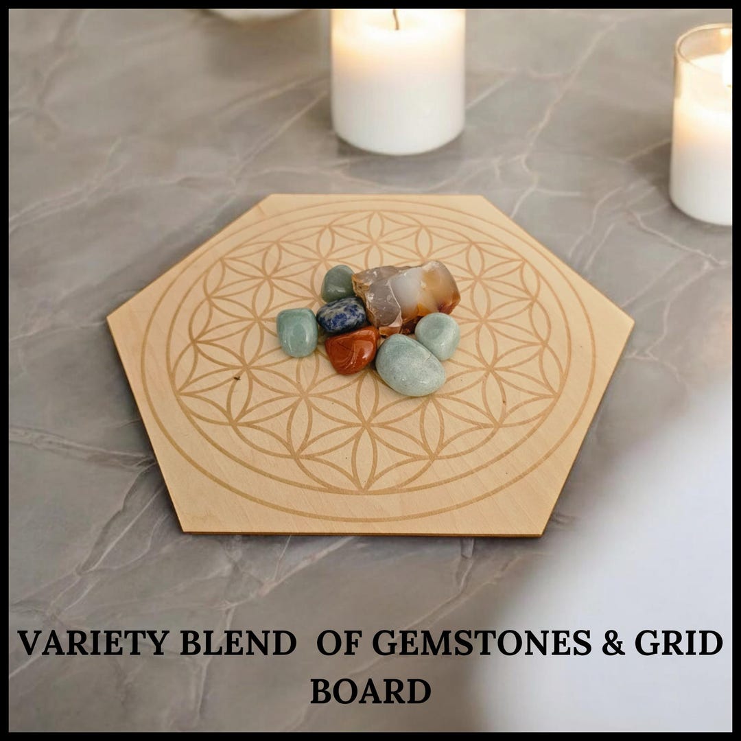 Large Flower of Life Wooden Grid Board 10 Inch Altar Gemstone Grid ...