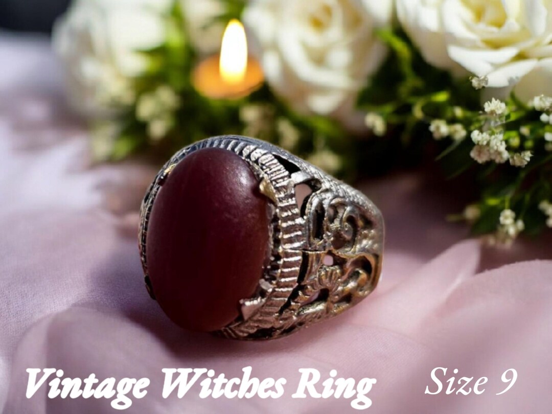 Vintage Reclaimed Witches Ring Restored Brass Silver Plated Band With ...