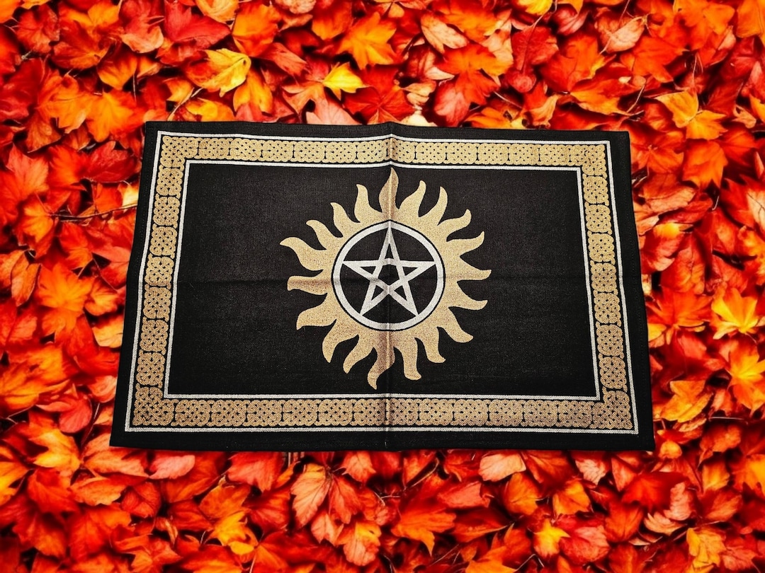 Pentacle Altar Cloth Wiccan Canvas Cover With Gold Symbol Thick Altar ...