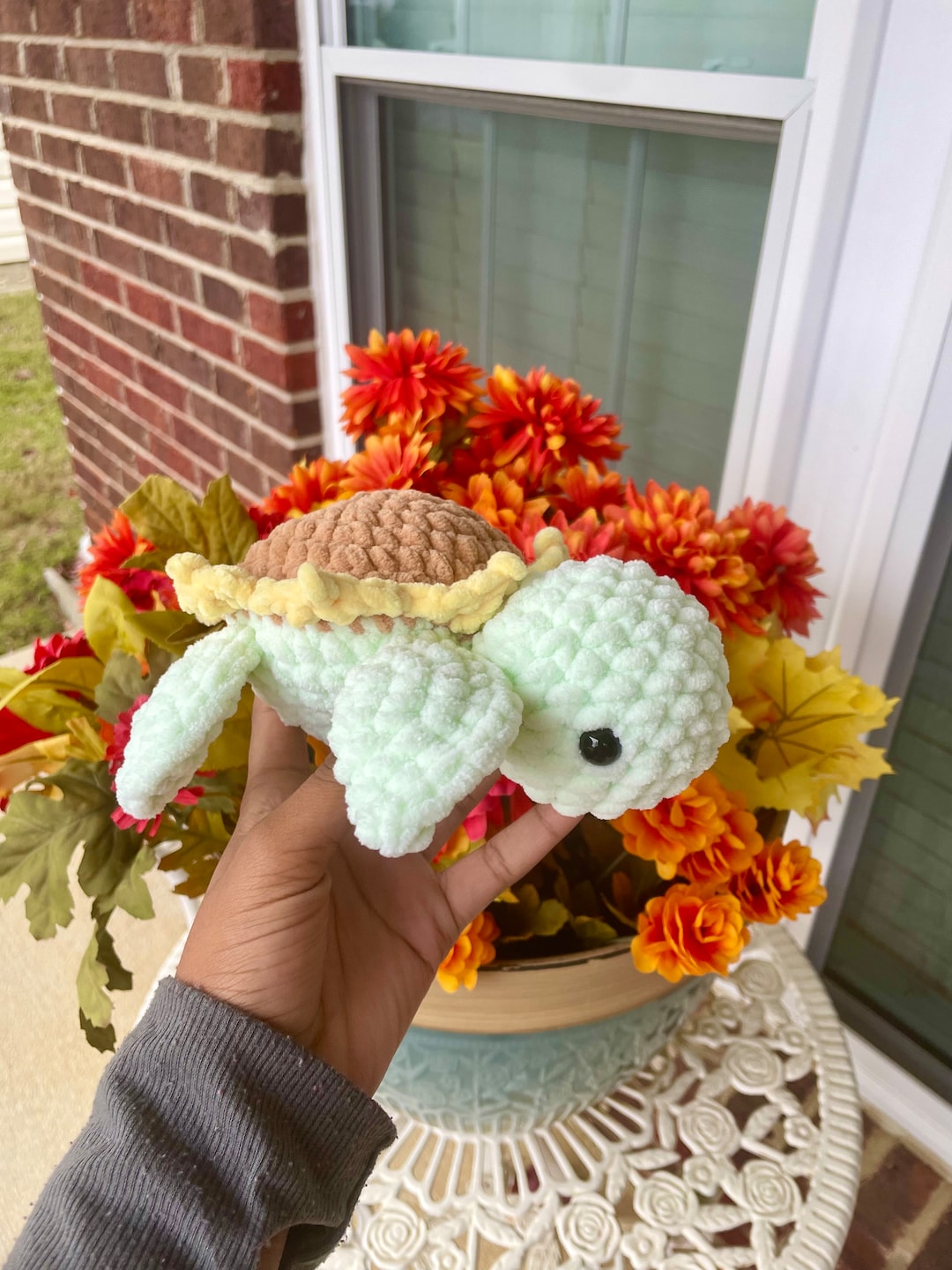 Handmade Crochet Sunflower Turtle - Etsy