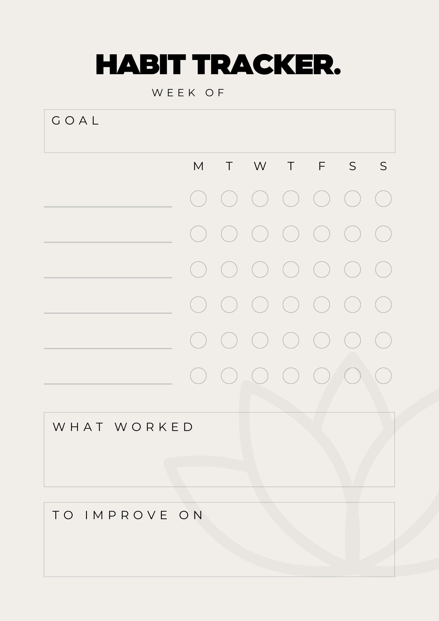 Printable Weekly Habit Tracker A4 Habit Tracker Digital - Etsy