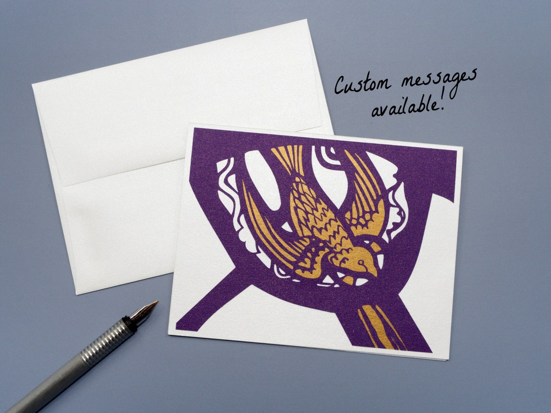 Dove Papercut Card - Custom Message or Blank, Purple and Gold - Etsy