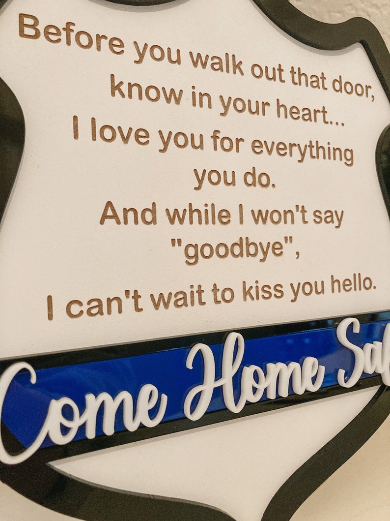 Come Home Safe Police Sign: Thin Blue Line Decor (8x10) - Etsy