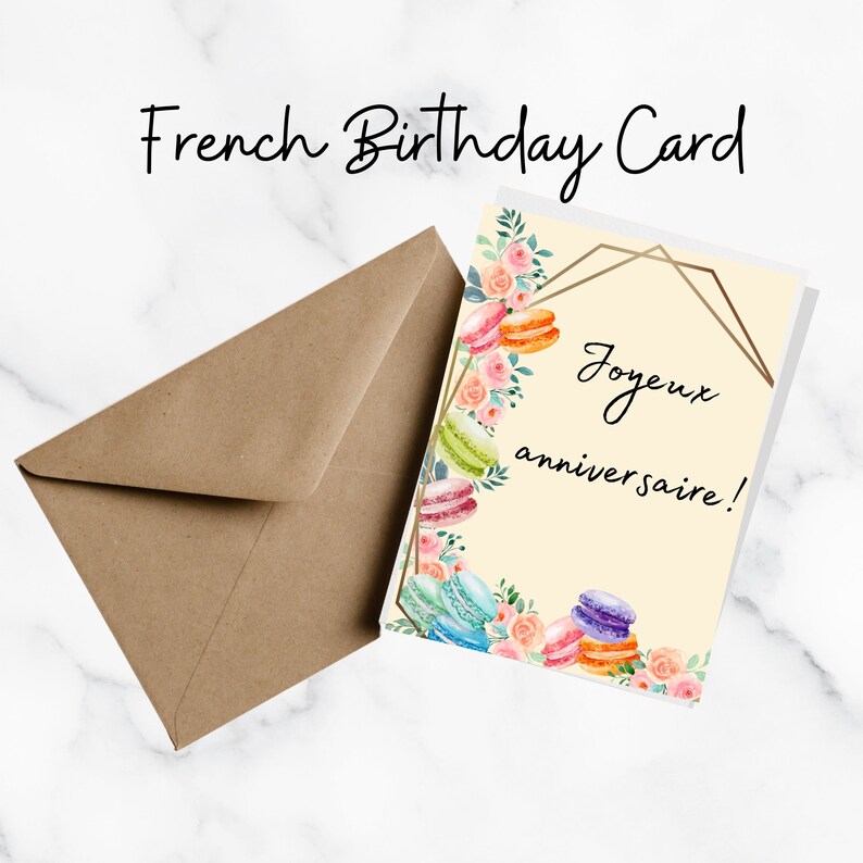 French Birthday Card5x7 Digital Print Ready to Print Greeting Card - Etsy