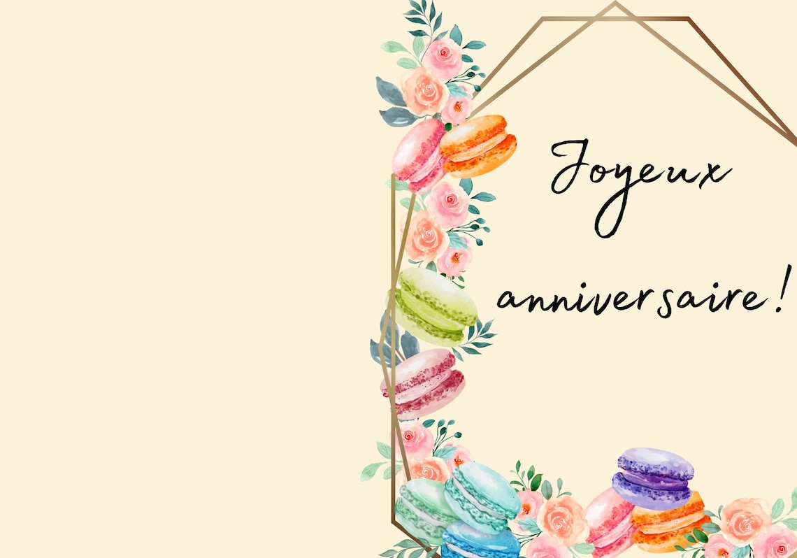 French Birthday Card5x7 Digital Print Ready to Print Greeting Card - Etsy