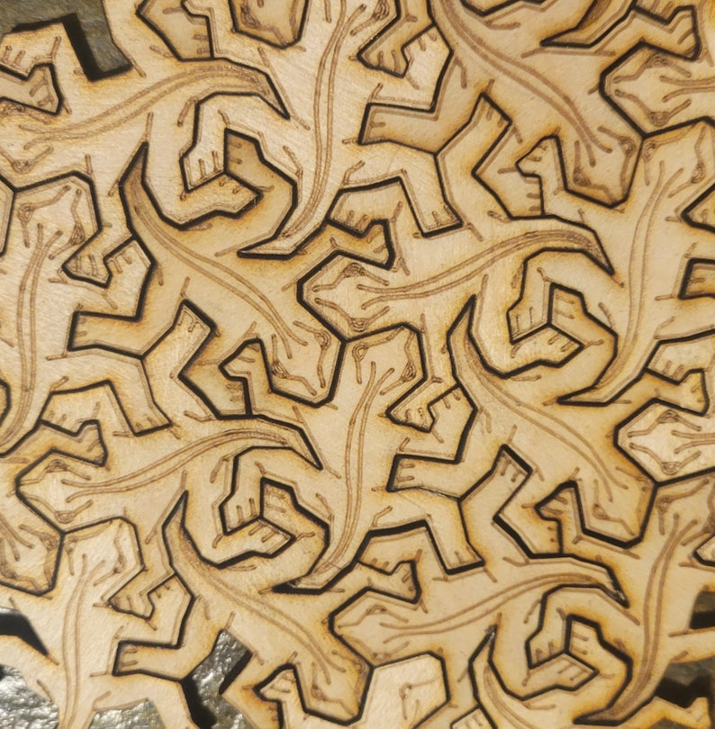 Escher Lizard Interlocking Puzzle Pieces - Educational Toy With Art ...