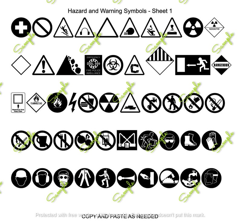 Hazard Symbols and Warning Signage SVG Ai Png Dxf PDF Pack 4 - Etsy