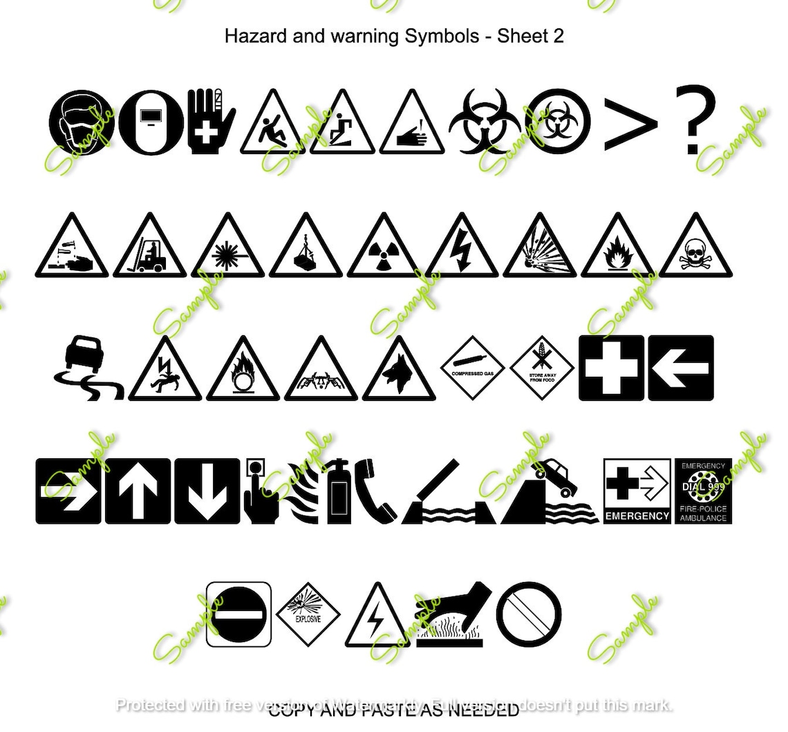 Hazard Symbols and Warning Signage SVG Ai Png Dxf PDF Pack 4 - Etsy