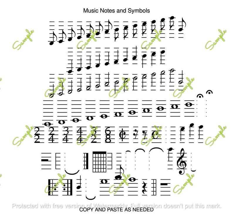 Notas musicales y partitura SVG Ai Png Dxf PDF Pack 9 - Etsy México