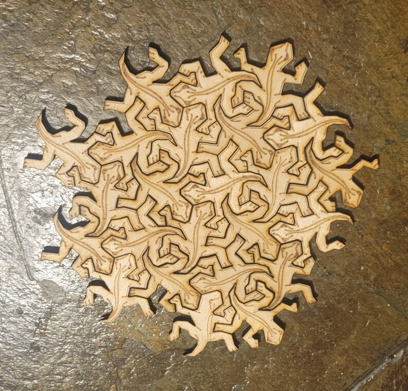 Escher Lizard Interlocking Puzzle Pieces - Educational Toy With Art ...