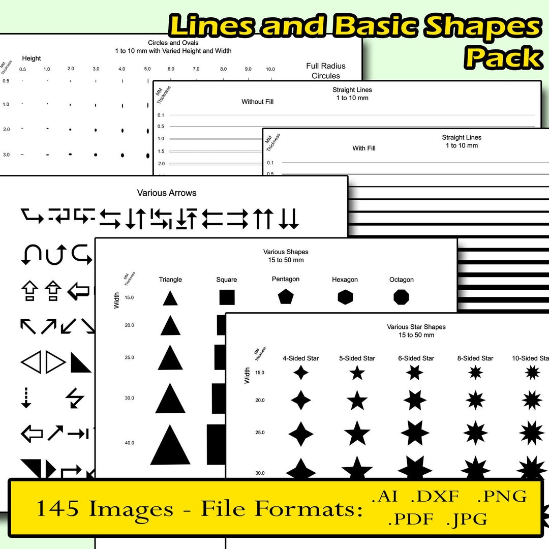 Lines, Shapes and Arrows SVG Ai Png Dxf PDF Pack - #2 - Etsy