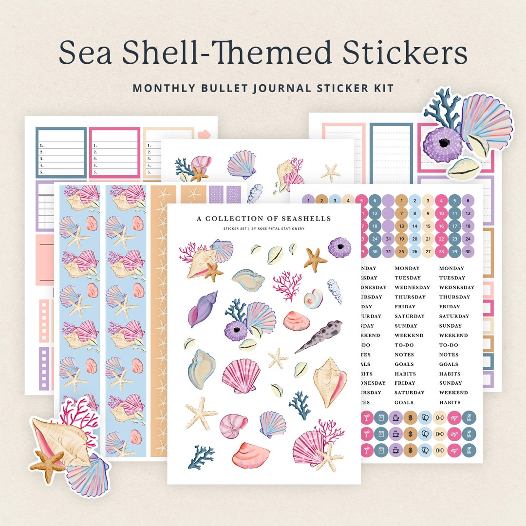Summer Monthly Bullet Journal Sticker Kit, 6 Sheets Included, Monthly ...