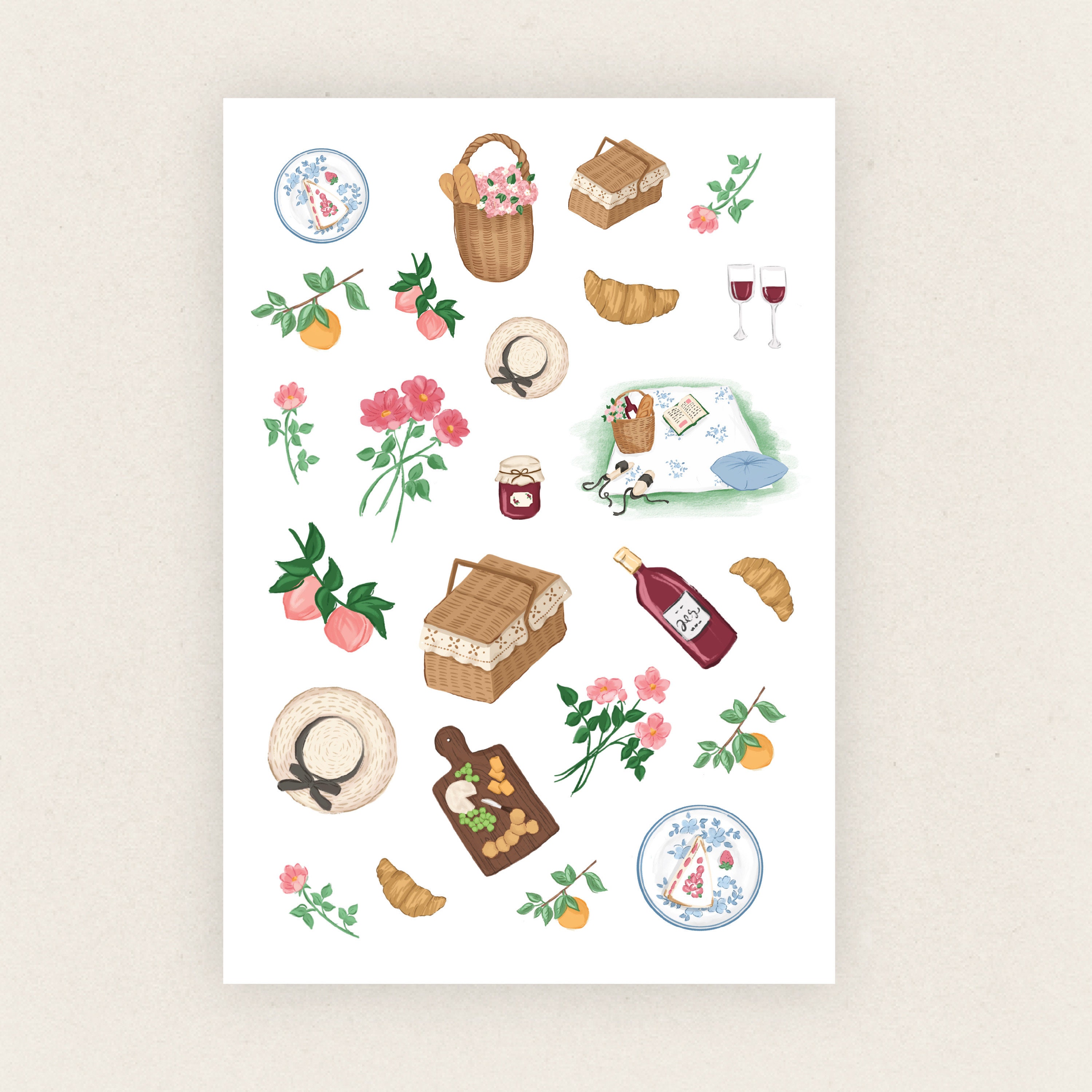 Picnic Stickers 2 Sheets, Aesthetic Stickers, Bullet Journal Stickers ...