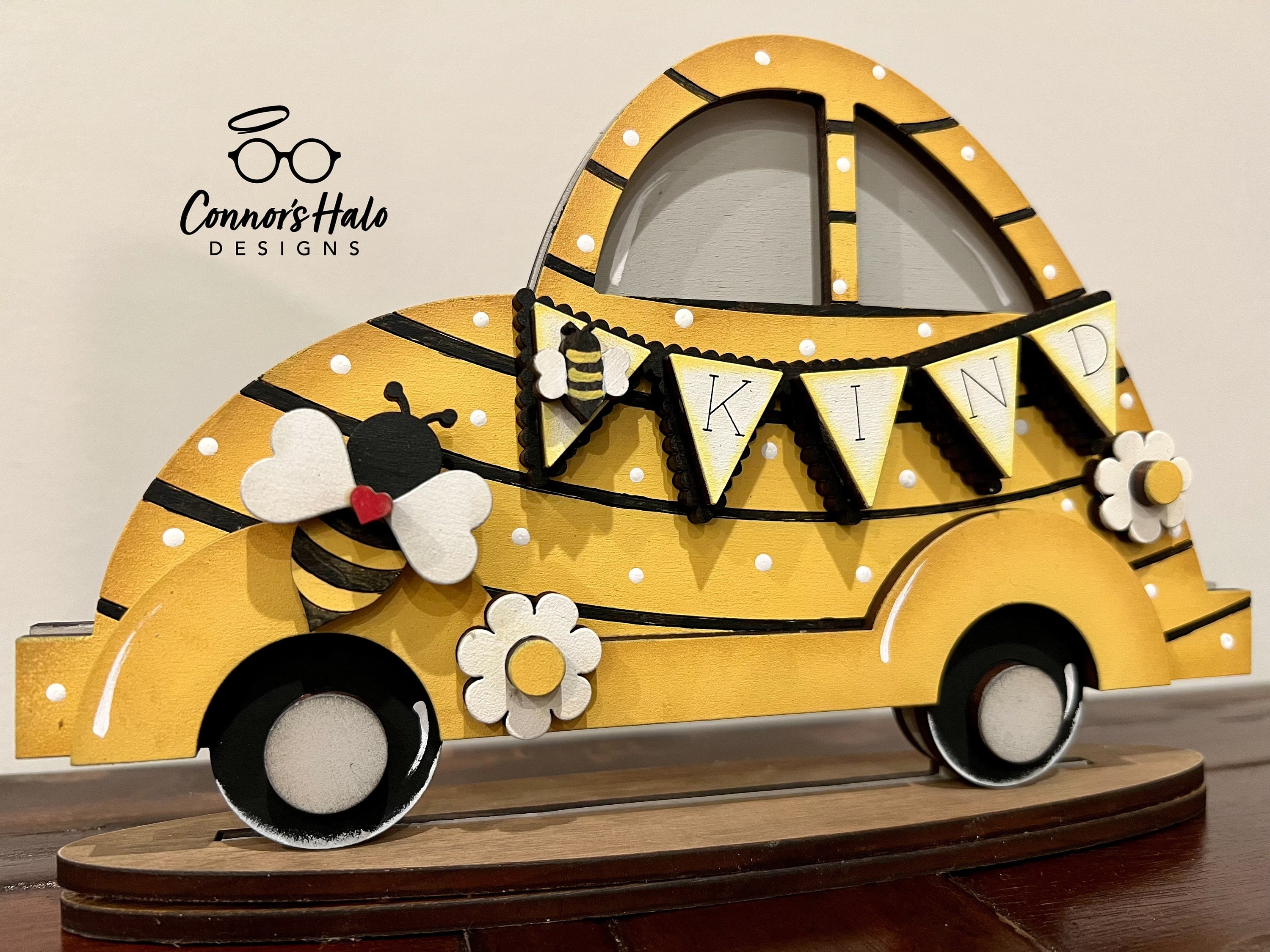Bumble Bee Adorable Beetle Car, Honey Bee Decor, Tiered Tray Decor, Fun ...