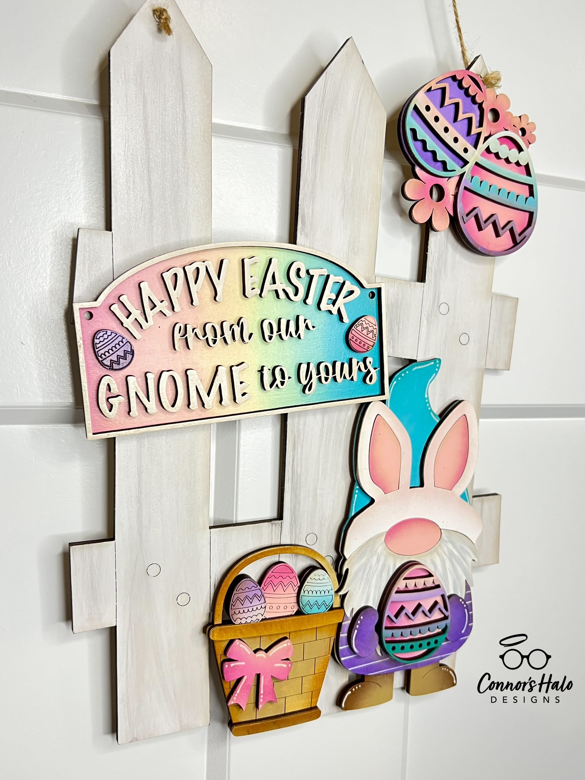 Easter Bunny Gnome Interchangeable Fence, Easter Wall Decor, Whimsical ...