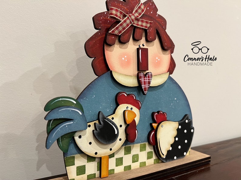 Chicken Farm Prim Annie Ragdoll Shelf Sitter, Hand Painted Home Decor ...