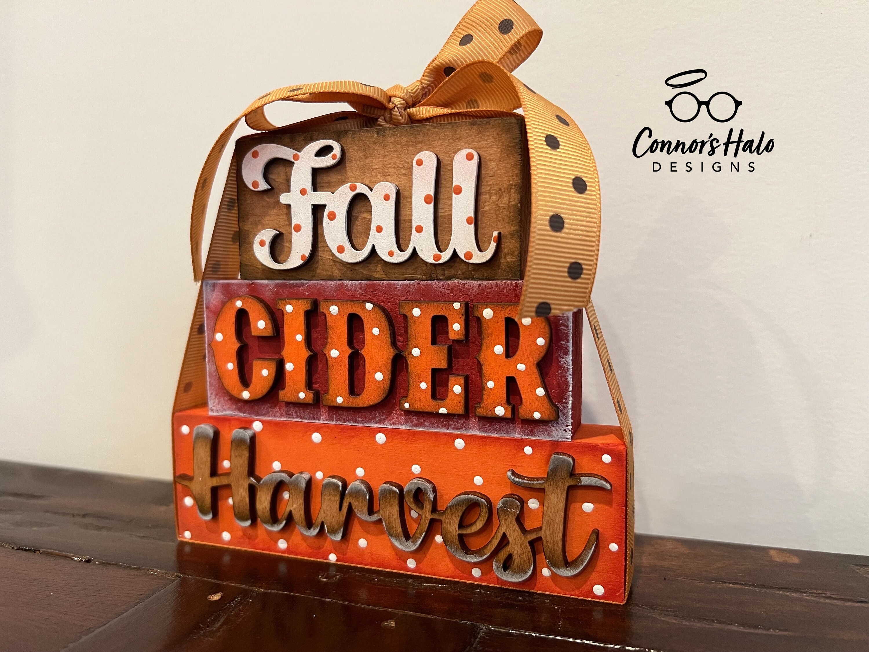Fall Cider Harvest Wood Block Word Stack Shelf Sitter, 5x5”, Autumn ...