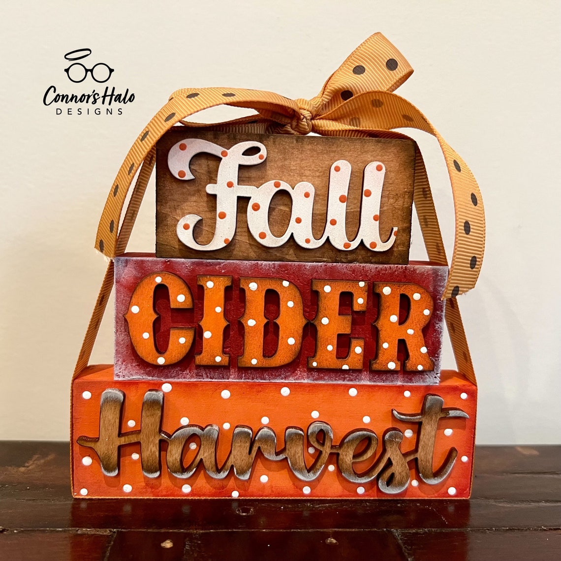 Fall Cider Harvest Wood Block Word Stack Shelf Sitter, 5x5, Autumn ...
