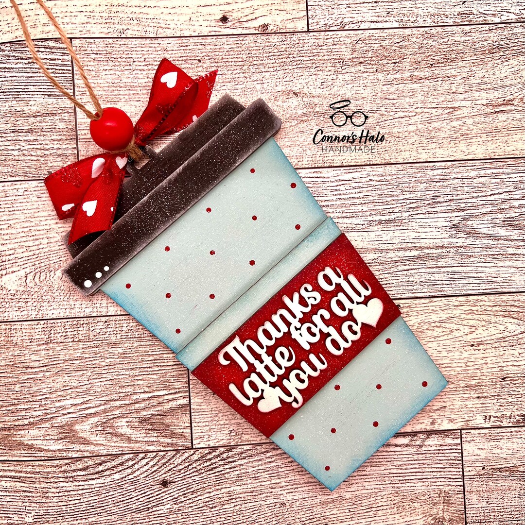 Thank You a Latte Valentine’s Day Coffee Cup Gift Tag, Gift Card Holder ...