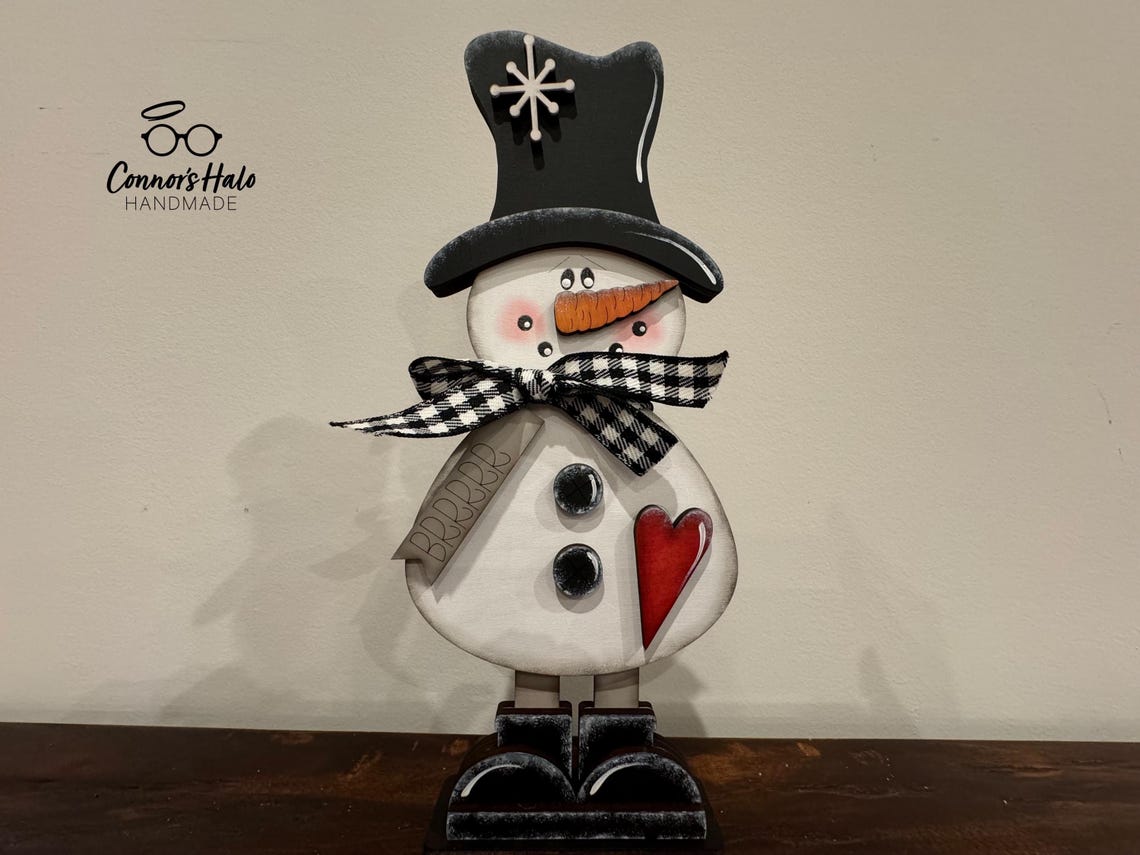 Prim Snowman Hand Painted Shelf Sitter, Winter Home Decor, Fun Mantle ...