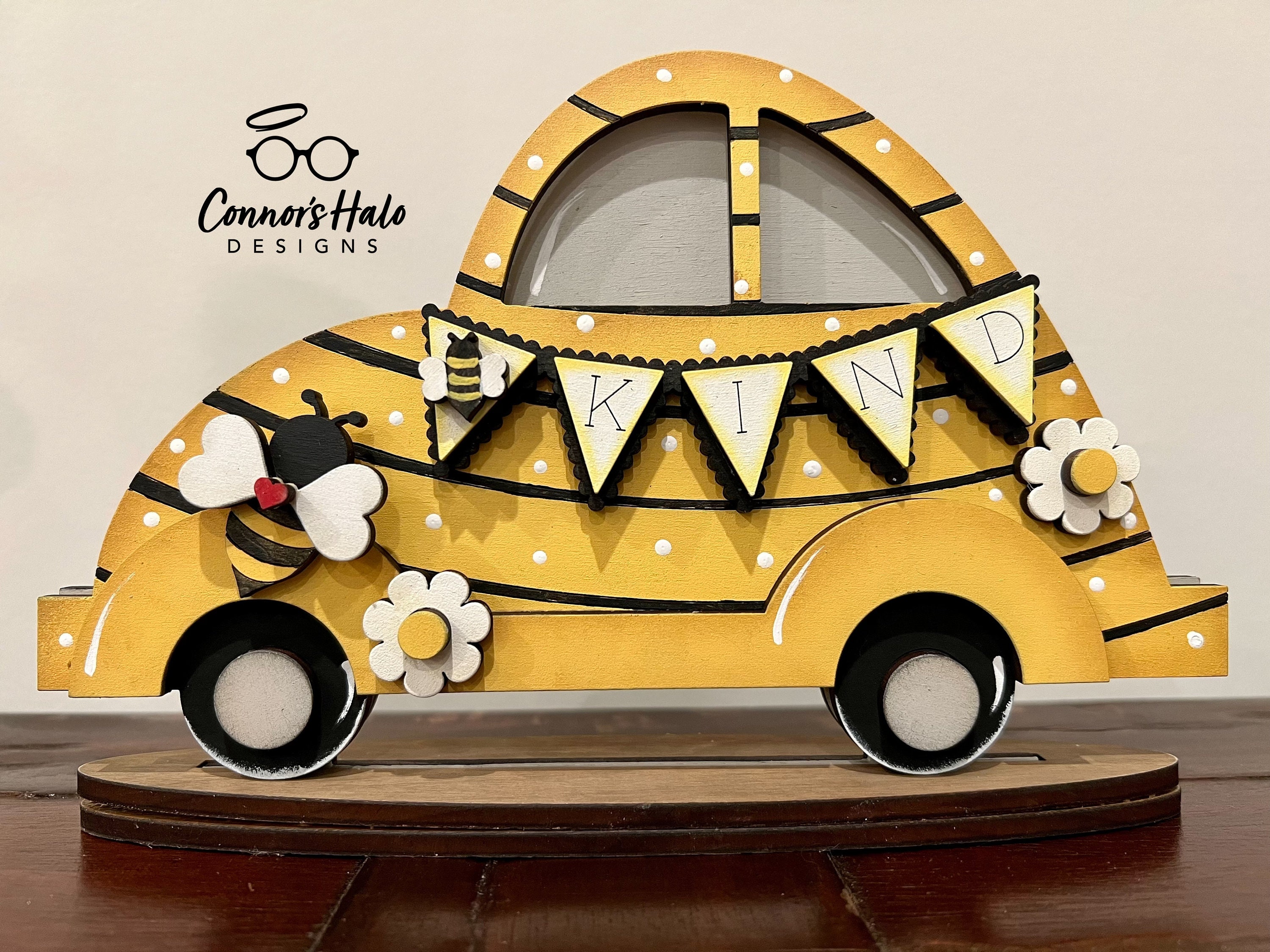 Bumble Bee Adorable Beetle Car, Honey Bee Decor, Tiered Tray Decor, Fun ...