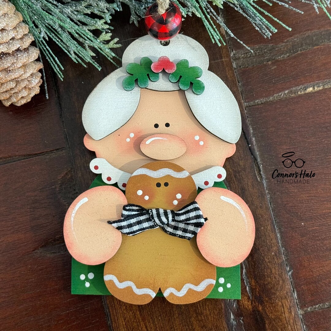 Hand Painted Mrs. Claus With Gingerbread Christmas Ornament, Handmade ...