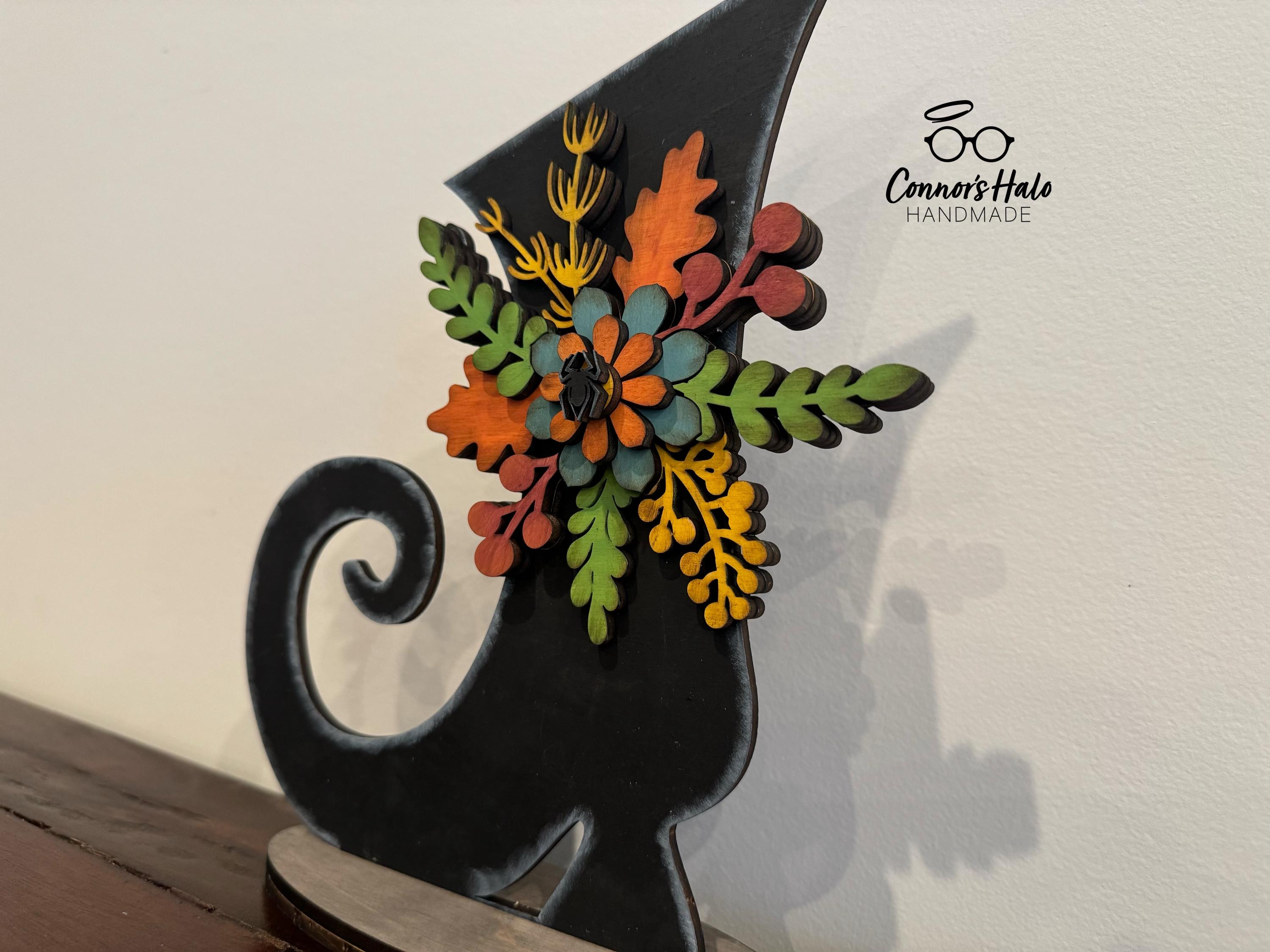Hand Painted Halloween Witch Boot With Florals, Rustic Tabletop Home ...