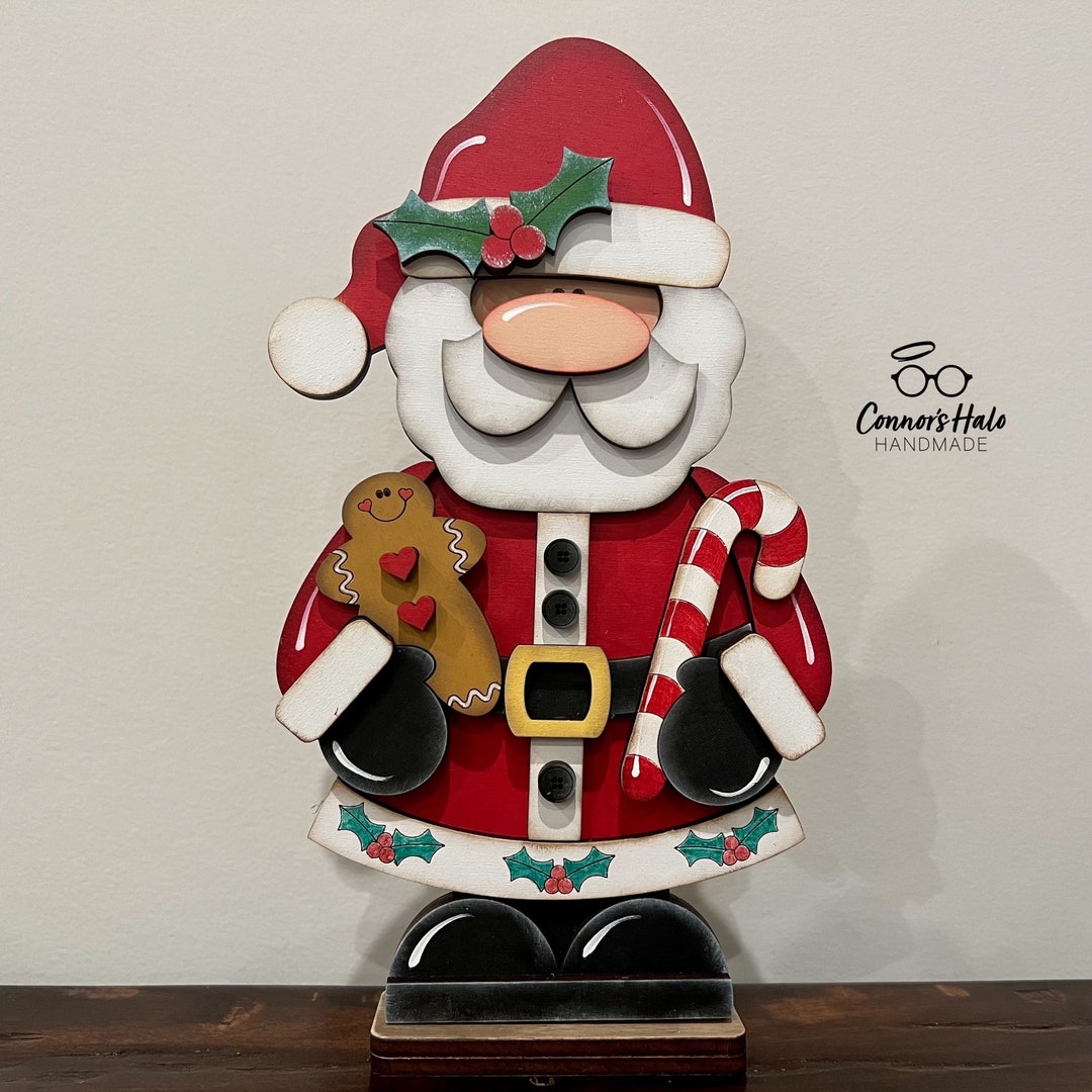 Hand Painted Santa Claus Wood Shelf Sitter, Holiday Home Decor ...