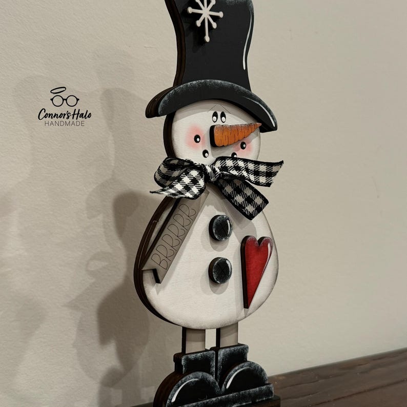 Prim Snowman Hand Painted Shelf Sitter, Winter Home Decor, Fun Mantle ...