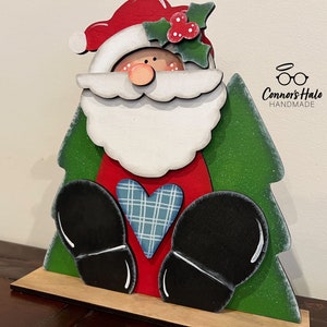 Hand Painted Sitting Santa Claus Christmas Wood Shelf Sitter, Holiday ...