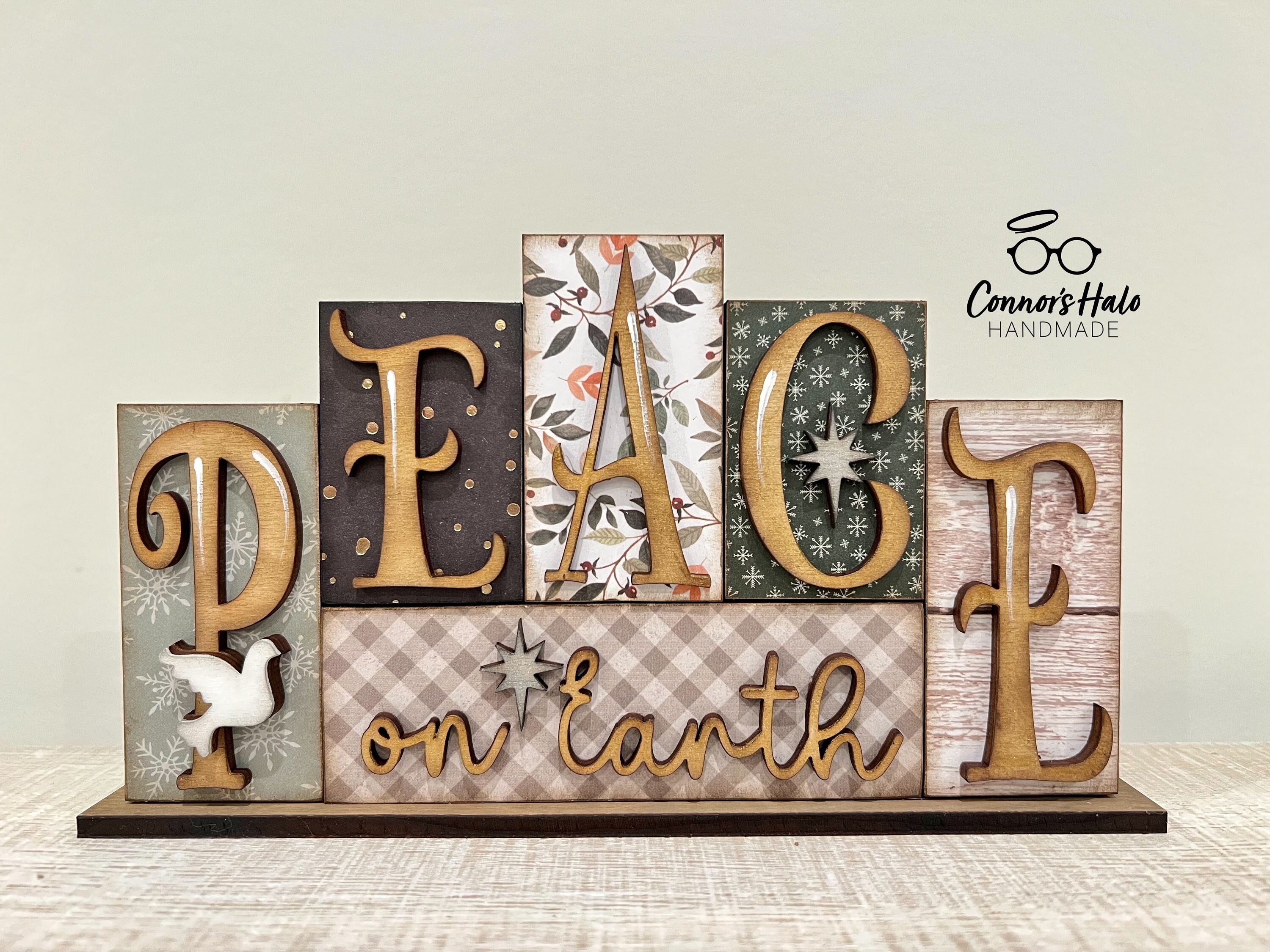 Peace on Earth Wood Word Blocks Shelf Sitter, 8x4.5, Christmas Tabletop ...