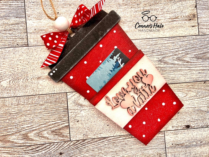 Love You a Latte Valentine’s Day Coffee Cup Gift Tag, Gift Card Holder ...