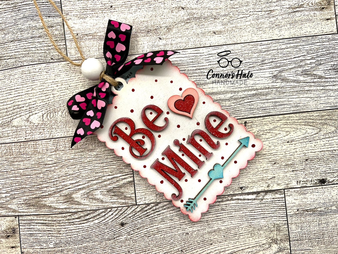 Be Mine Valentines Day Hand Painted Ornament Gift Tag, Whimsical Gift ...