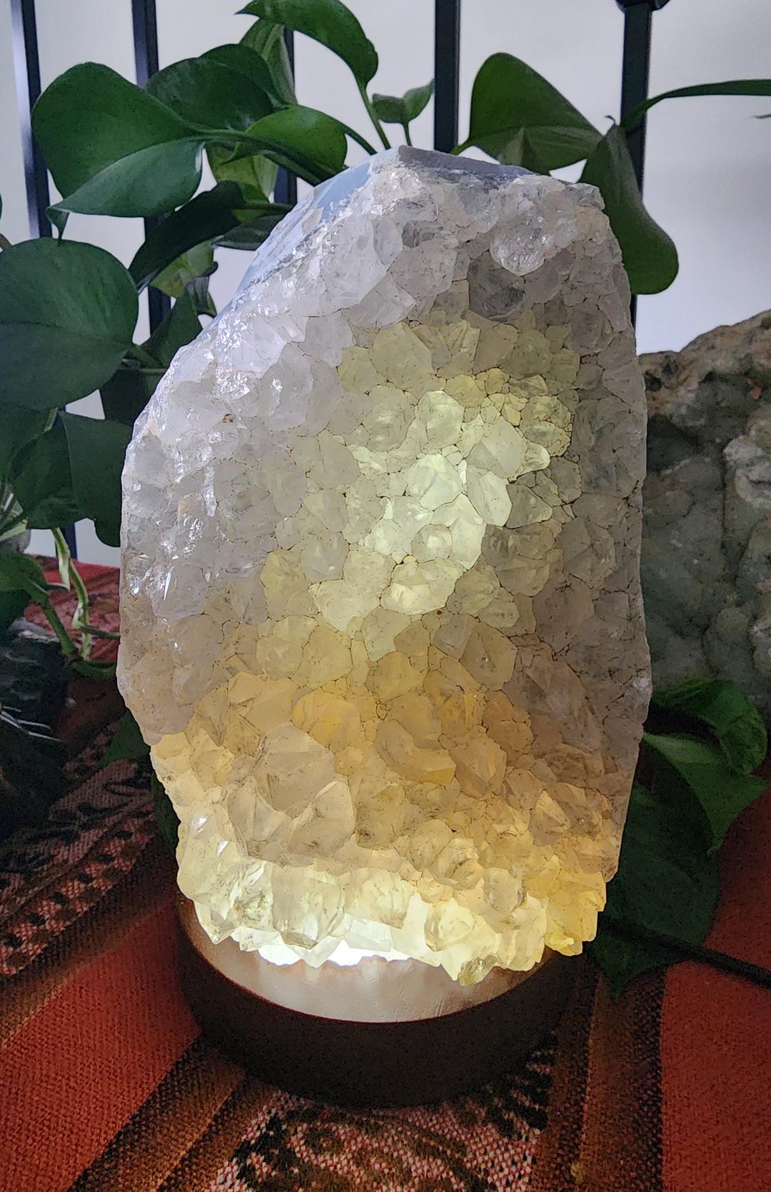 Amethyst Geode Lamp, Cathedral Crystal Cluster, Natural Stone, LED ...