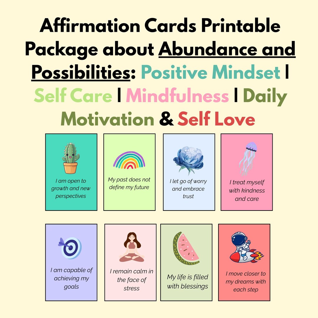 Printable Affirmation Cards: ABUNDANCE AND POSSIBILITIES (digital ...