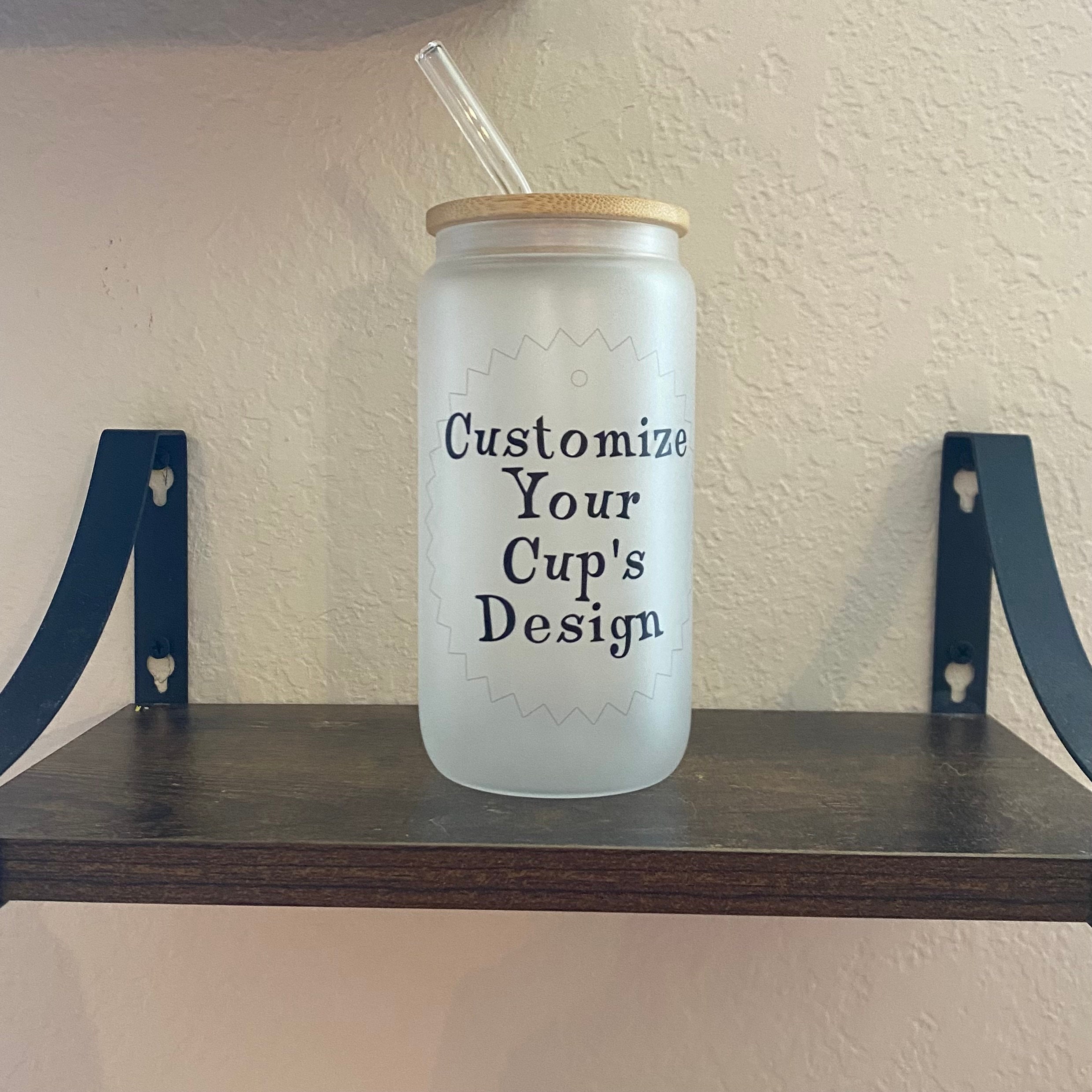 Customize Frosted Glass Cup W/ Bamboo Lid | 16oz Libbey Glass - Etsy