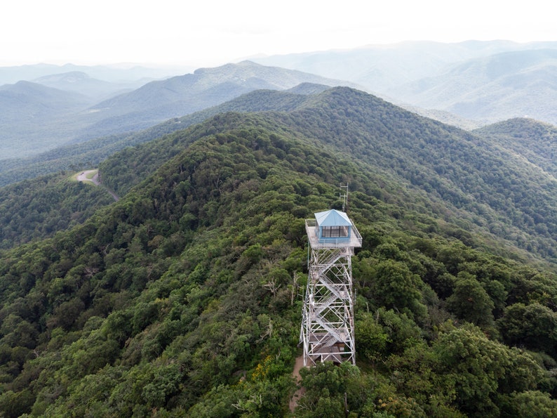 North Carolina Fire Tower Print Blue Ridge Mountains Fryingpan Lookout ...