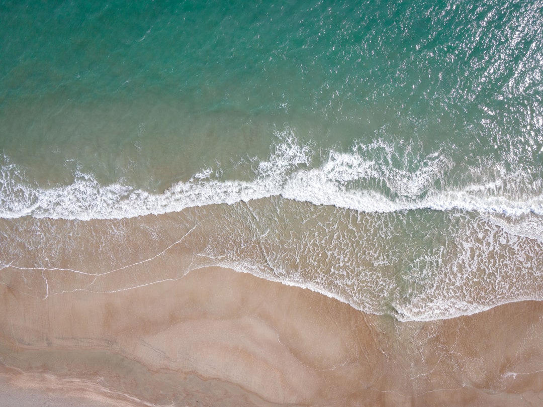 Waves Crashing Ashore Print Aerial View of Waves on the Beach Landscape ...