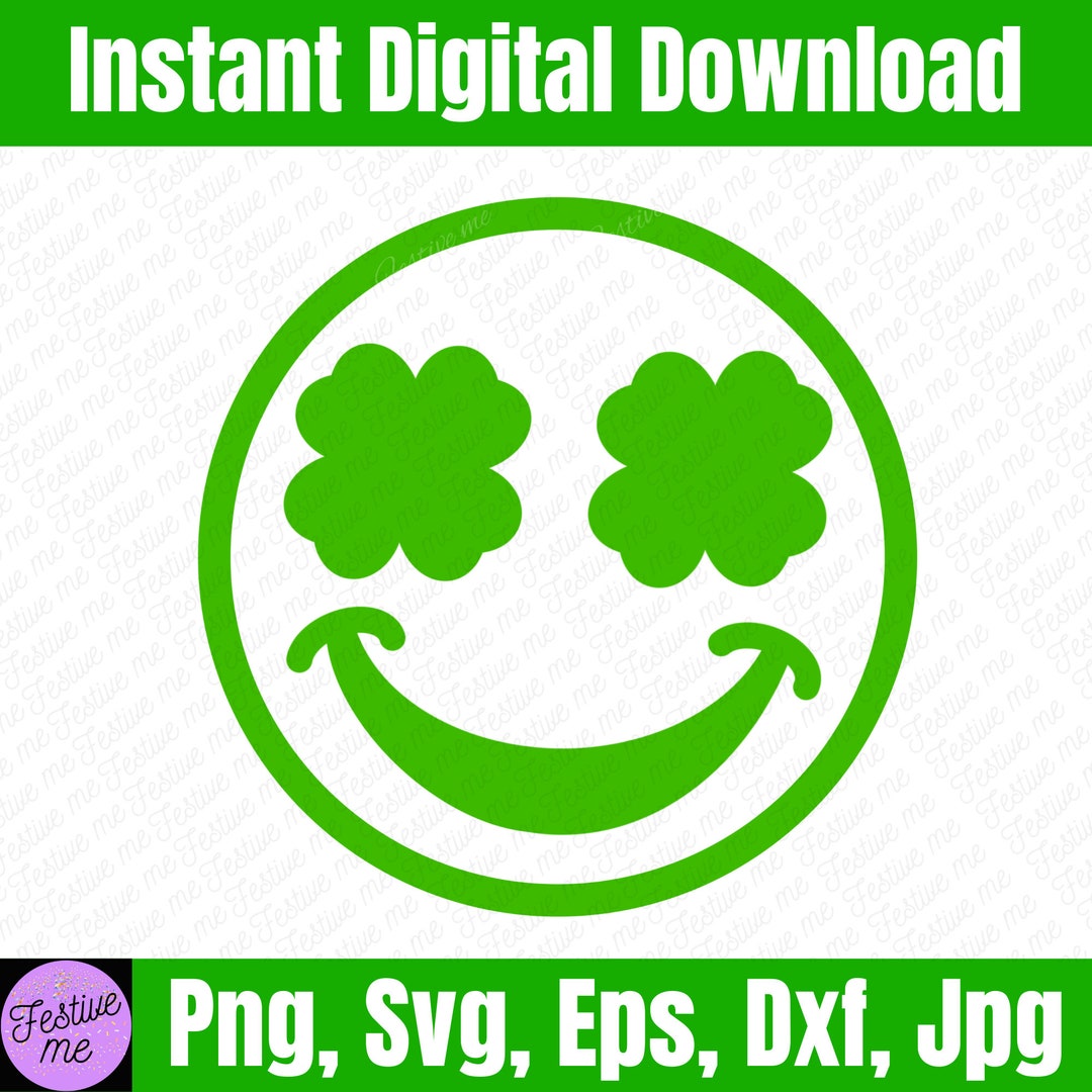 St Patrick's Day Clover Lucky Face Trevol 4 Hojas Cricut Silhouette Cut ...