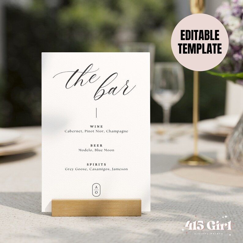 Bar Menu Template, Modern Bar Menu, Editable Template, Minimalist Bar ...