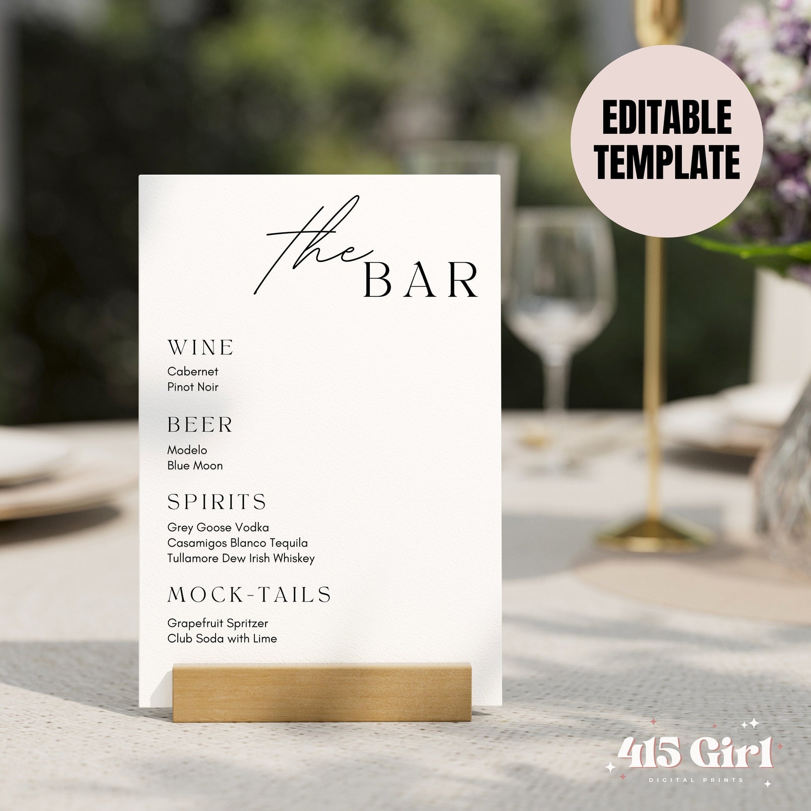 Bar Menu Template, Modern Bar Menu, Editable Template, Minimalist Bar ...