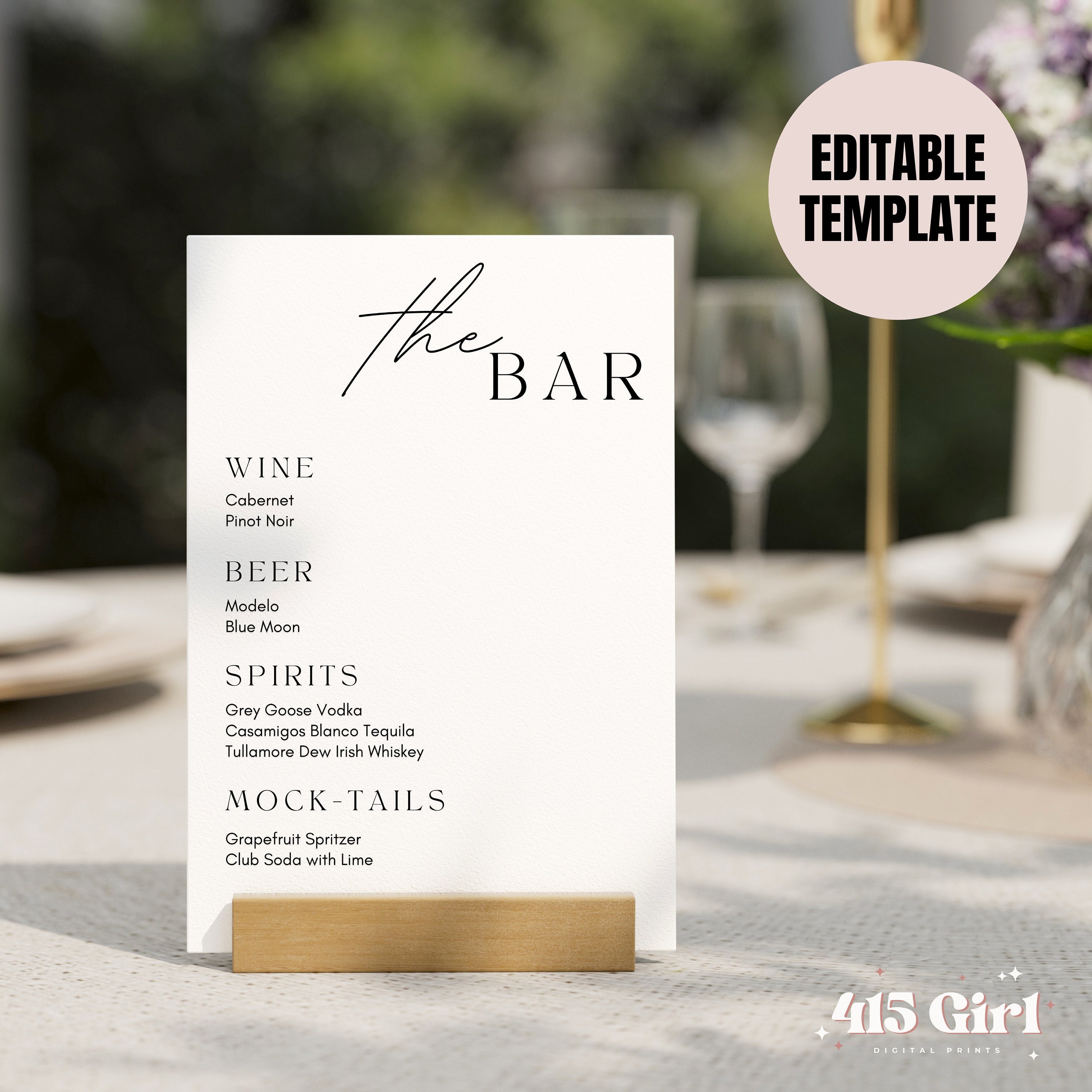 Bar Menu Template, Modern Bar Menu, Editable Template, Minimalist Bar ...